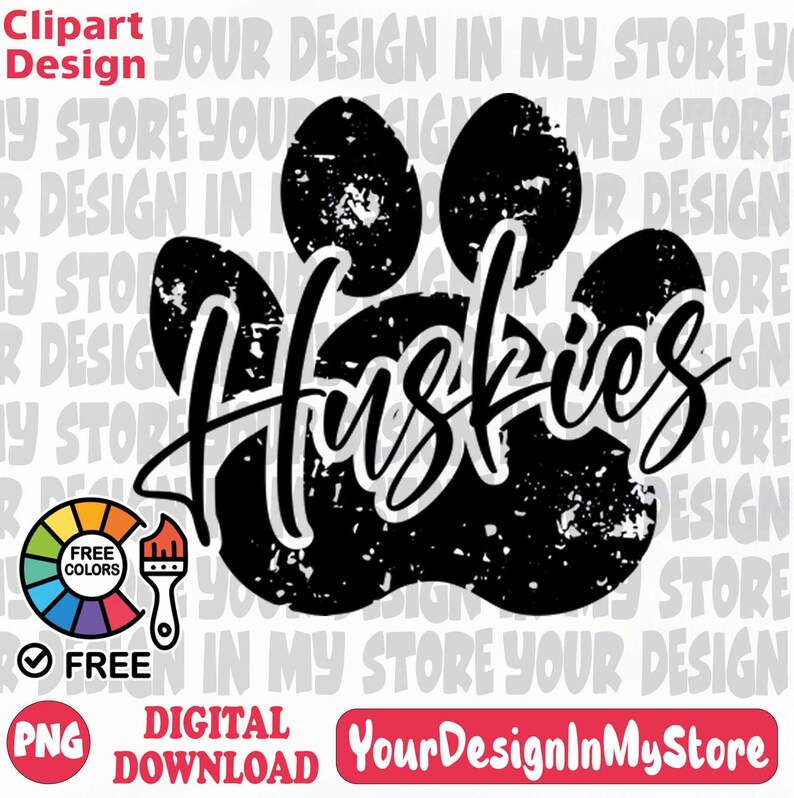 Distressed Huskies Png Team Print Design for Shirt Huskies Mascot Grung ...