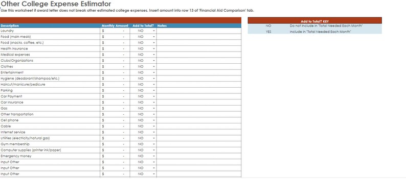 College Return on Investment Template *available in Excel and Google ...