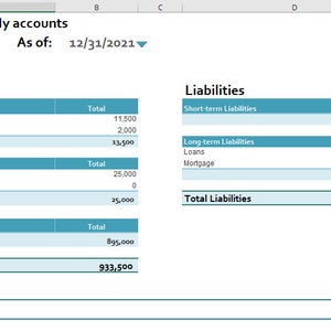 Net Worth Calculation and Tracking Template - Etsy