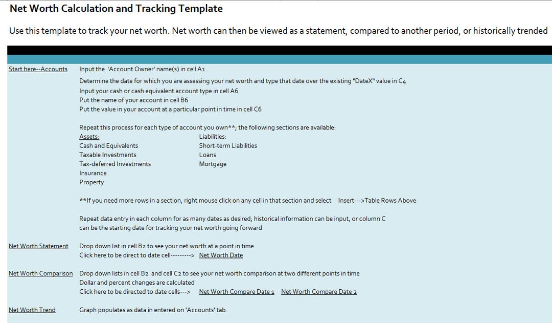 Net Worth Calculation and Tracking Template - Etsy