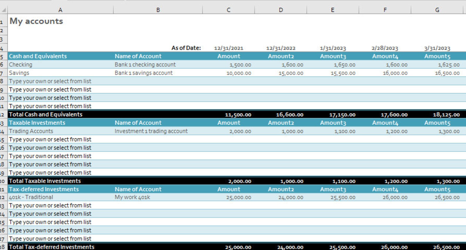 Net Worth Calculation and Tracking Template - Etsy