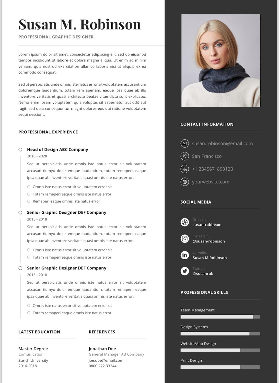 6 Pieces Professional Minimal CV Resume Template, Indesign, Illustrator ...
