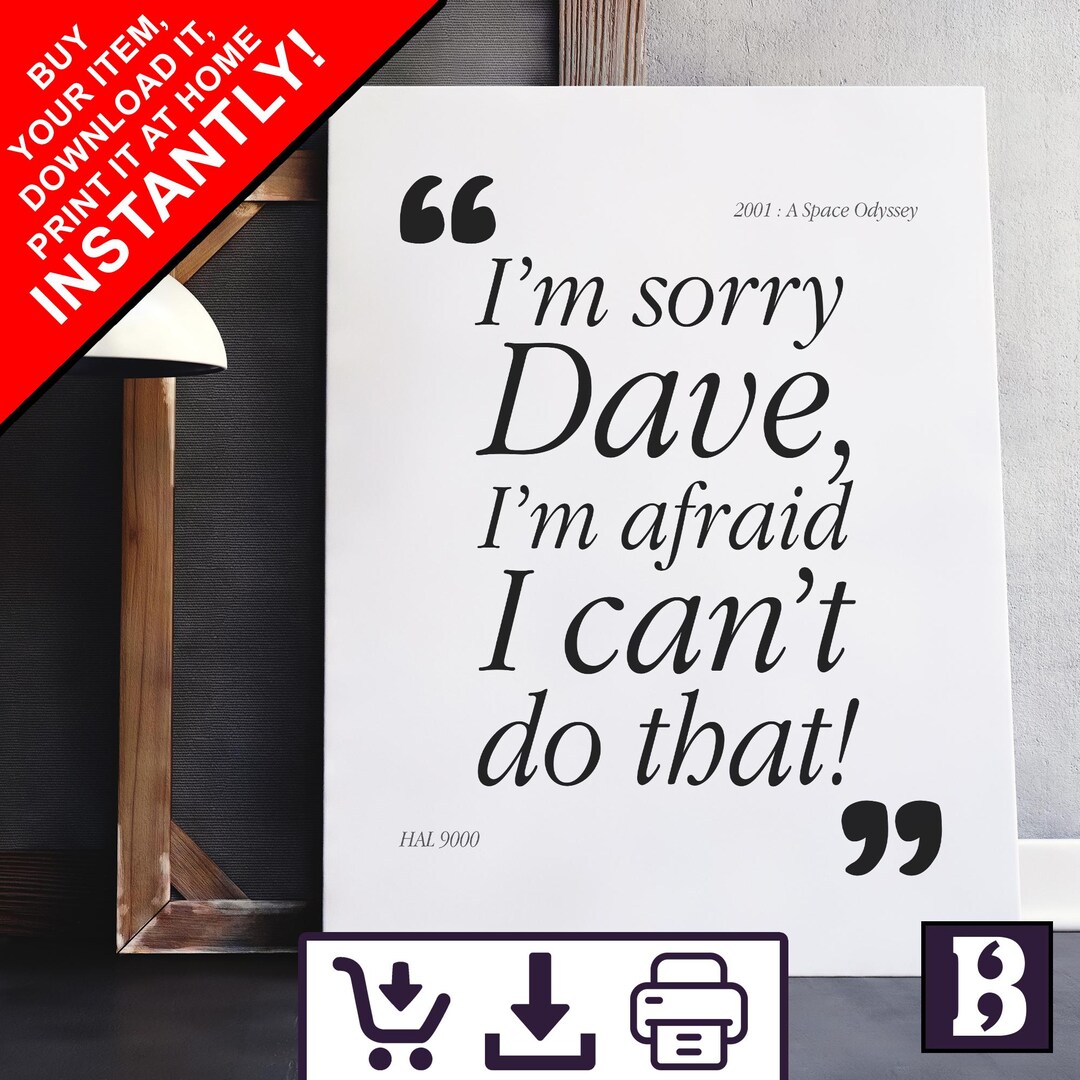 2001 - Movie Quote Print. Typography Print. Digital Download - Etsy