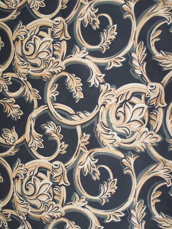 Vintage Forbo 100% Cotton Black & Gold Floral Fabric Clothing - Etsy