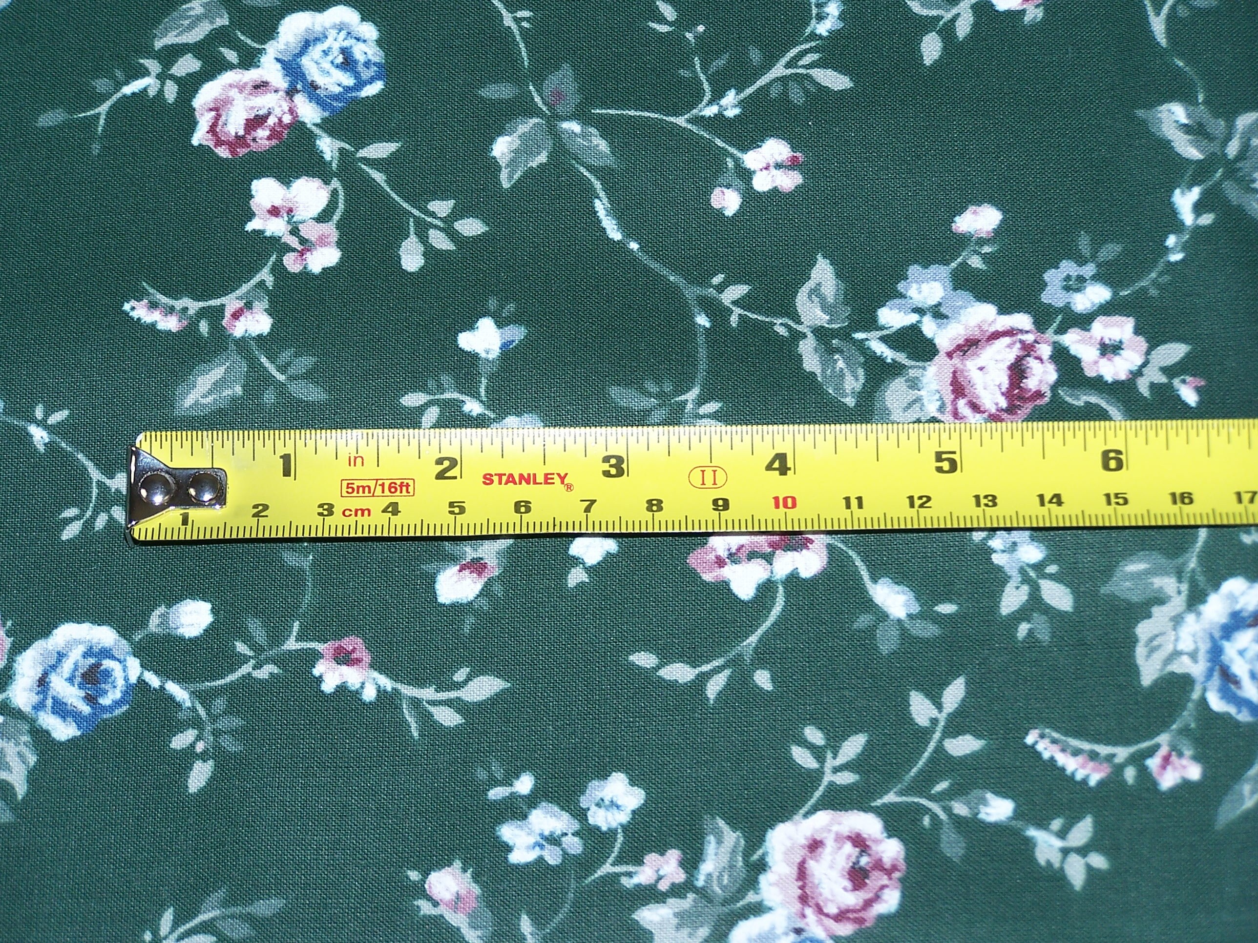 Vintage Forbo 100% Cotton British Racing Green Floral Fabric Clothing ...