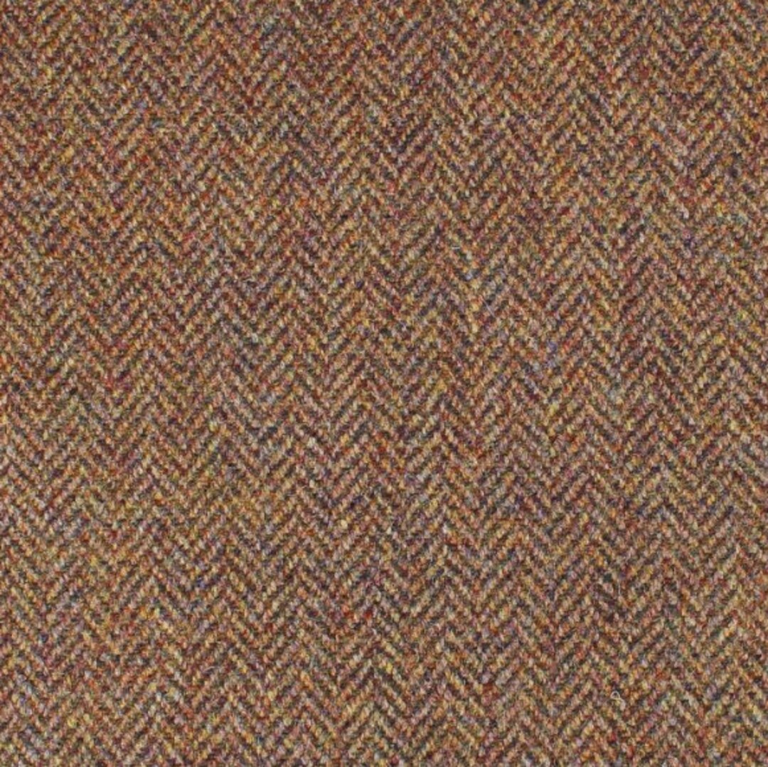 Lovat Kirkton Brown Herringbone Scottish Tweed Fabric 100% Wool 120cm ...