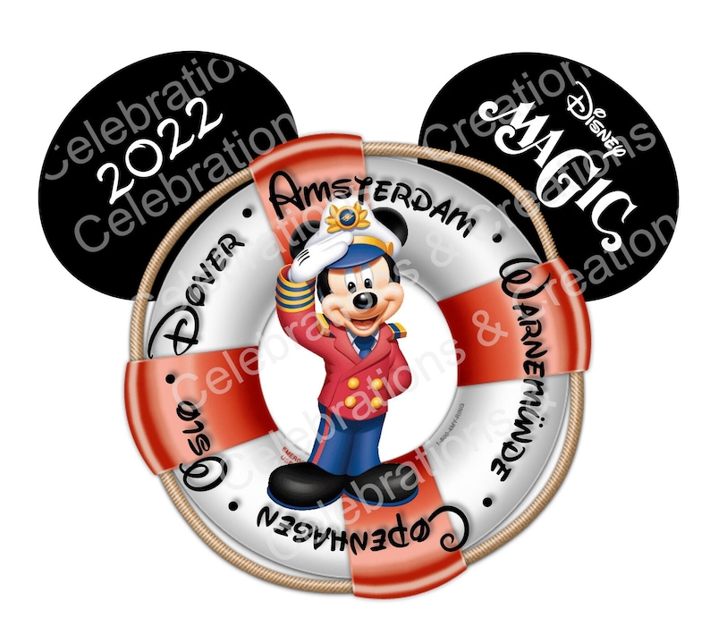 Personalised Disney Captain Mickey Stateroom Door Magnet With Ports of ...