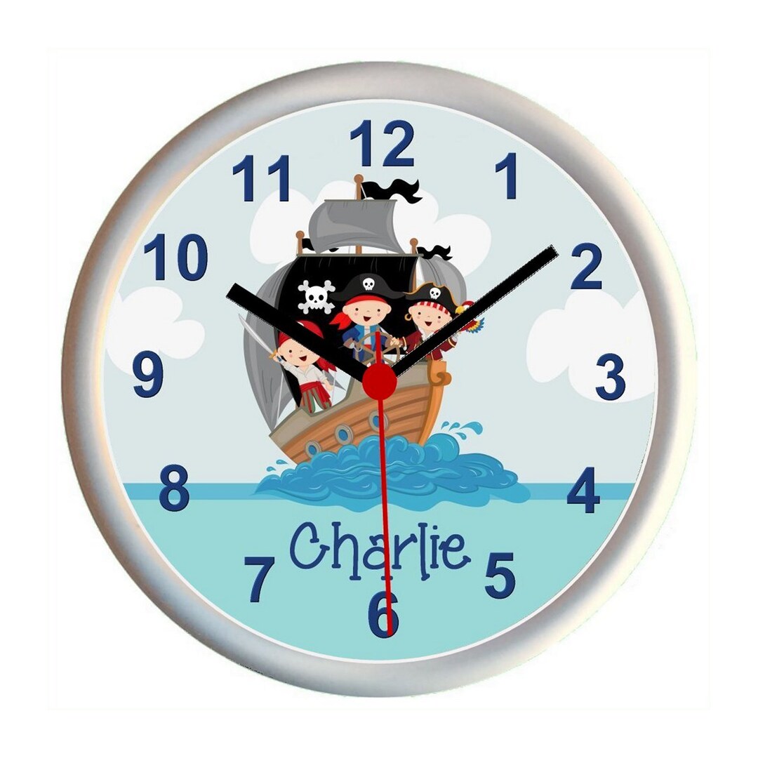 Personalised Jolly PIRATE SHIP Childrens Bedroom Wall Clock - Etsy