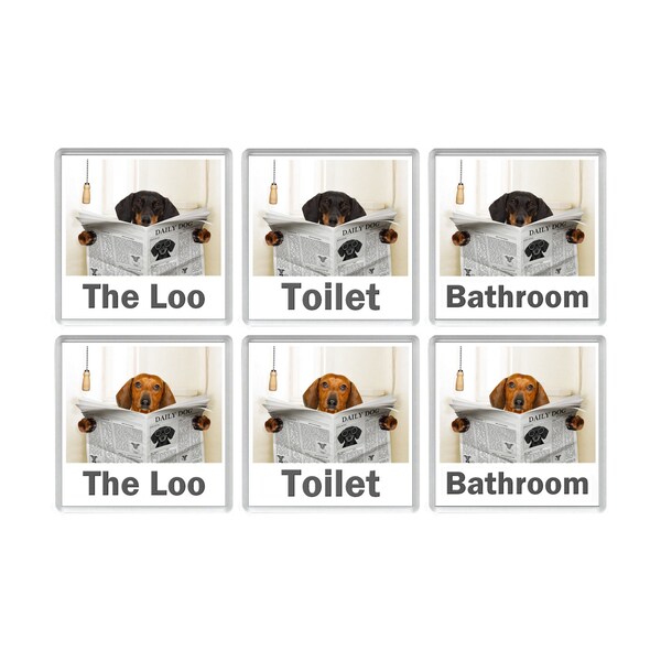 Dog on Toilet Reading Paper - Etsy