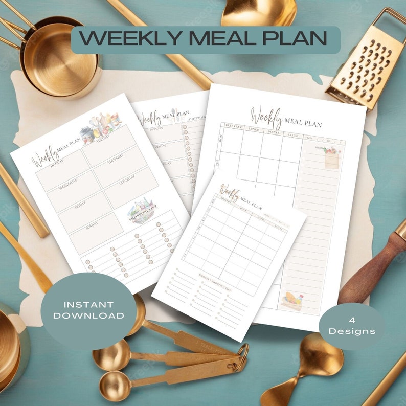 INSTANT DOWNLOAD Printable Menu Weekly Menu Planner Template - Etsy