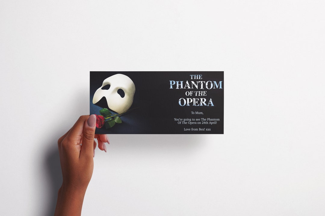 The Phantom of the Opera Musical Personalised Theatre Show Ticket - Etsy
