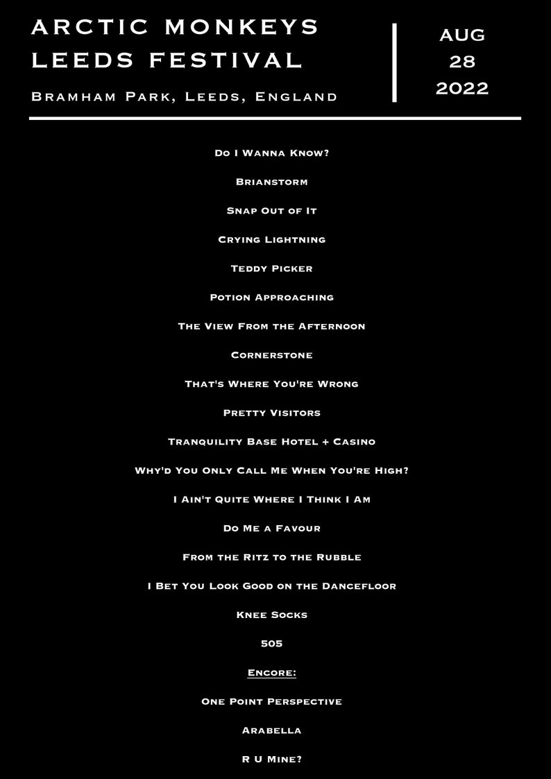 Personalised Set List Choose Your Own Setlist Personalised Music Poster ...