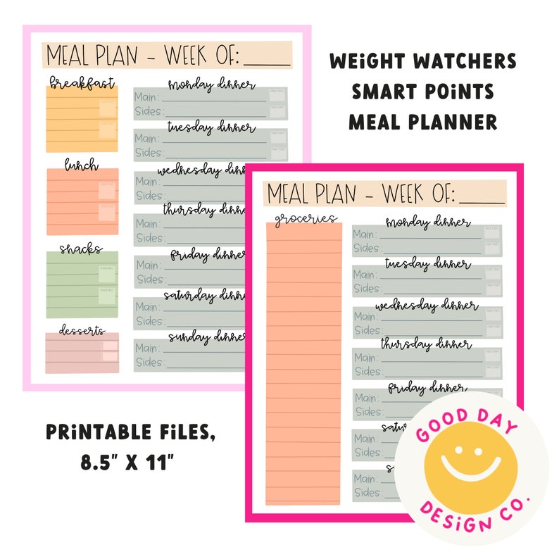 6-in-1 Weekly Meal Planner | Printable Meal Plan | Weight Watchers Meal ...