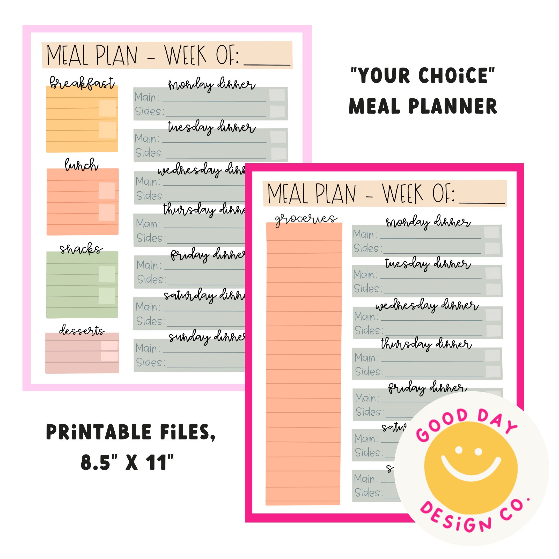 6-in-1 Weekly Meal Planner | Printable Meal Plan | Weight Watchers Meal ...