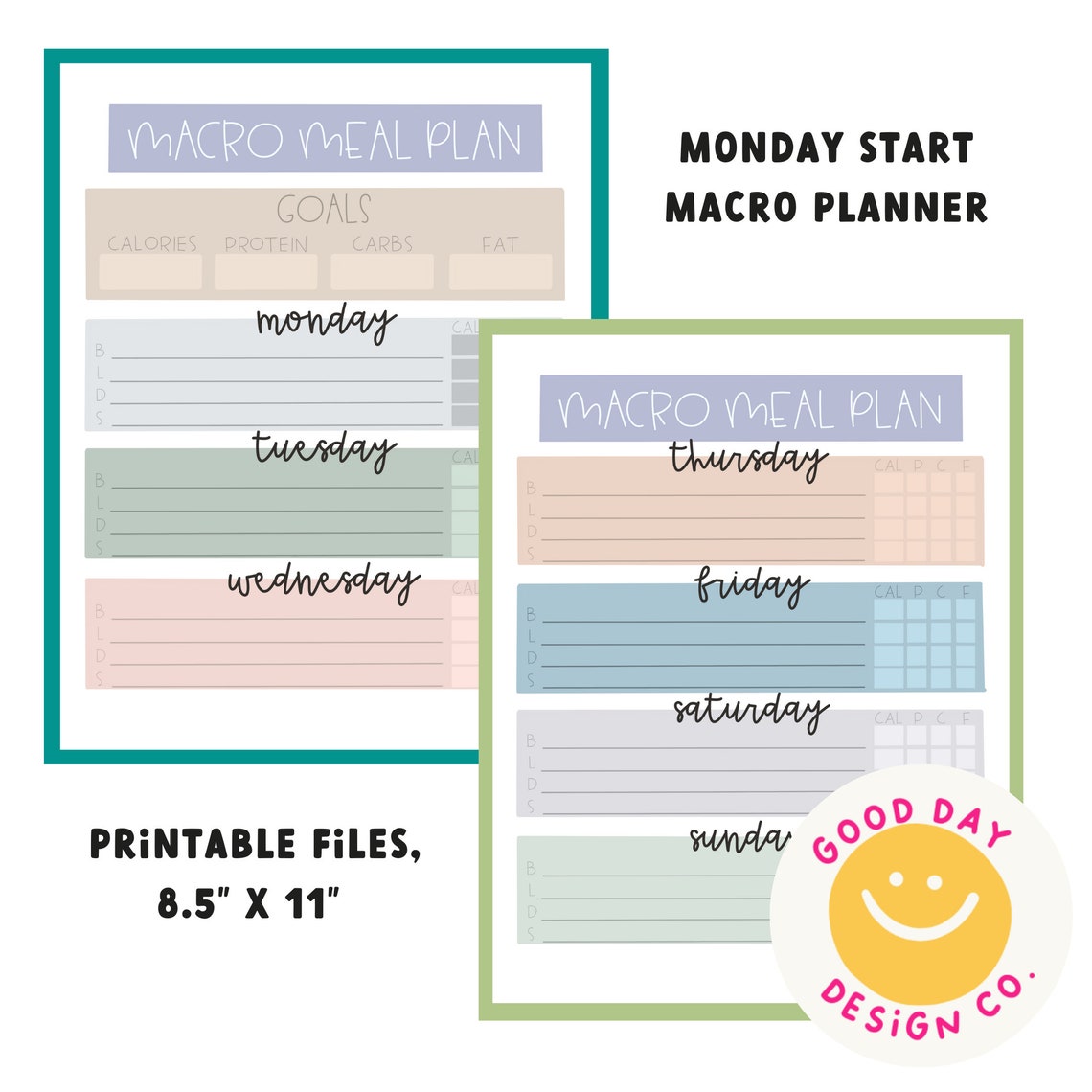 Macro Meal Planner | Macro Tracker | Macro Tracking | Printable Meal ...