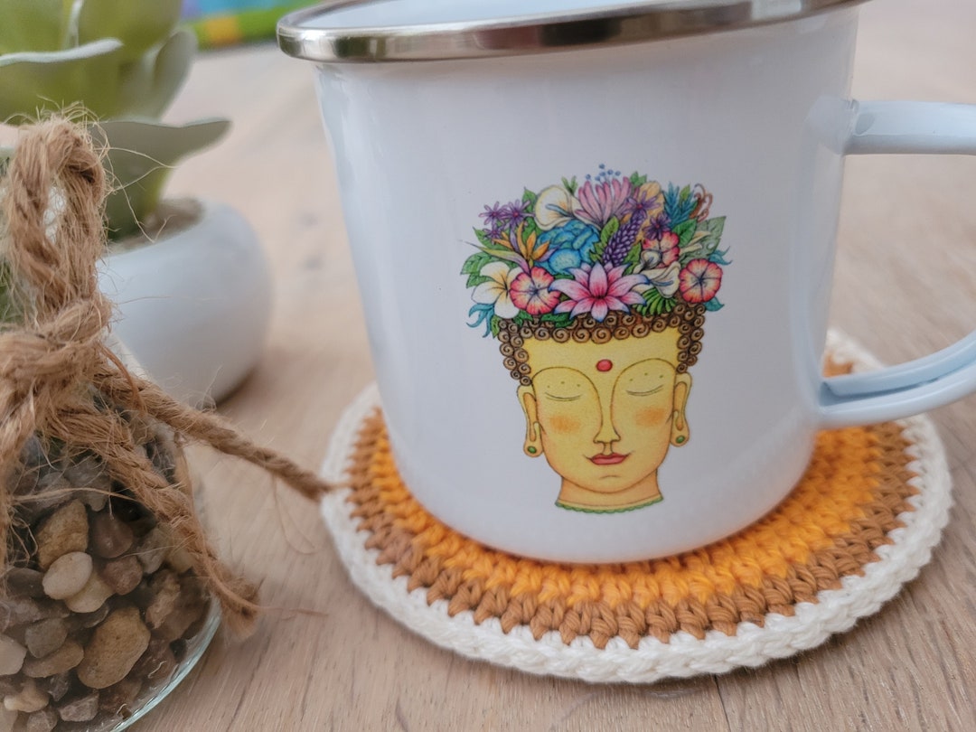 Cup Enamel Cup Extraordinary Buddha Cup Robust Camping - Etsy