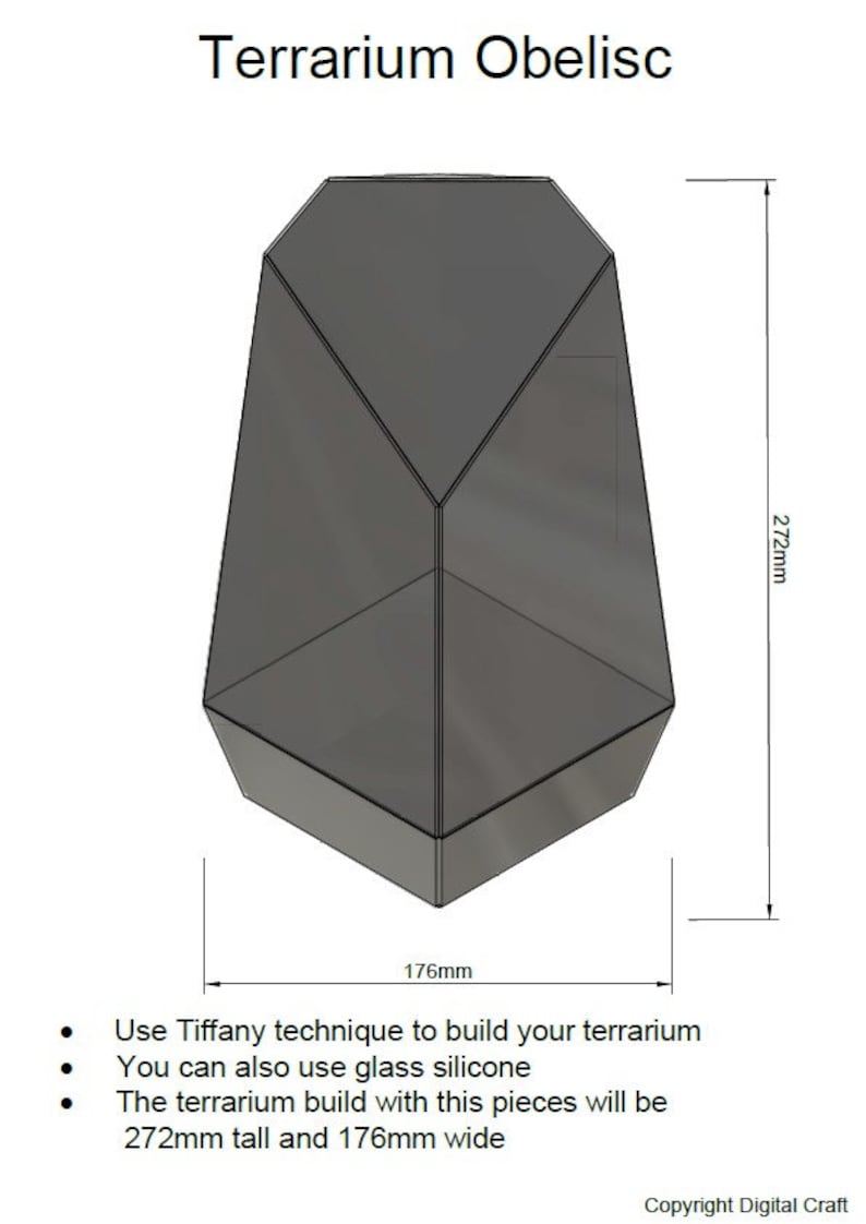 Stained Glass Terrarium Pdf Template. Obelisk Terrarium. - Etsy