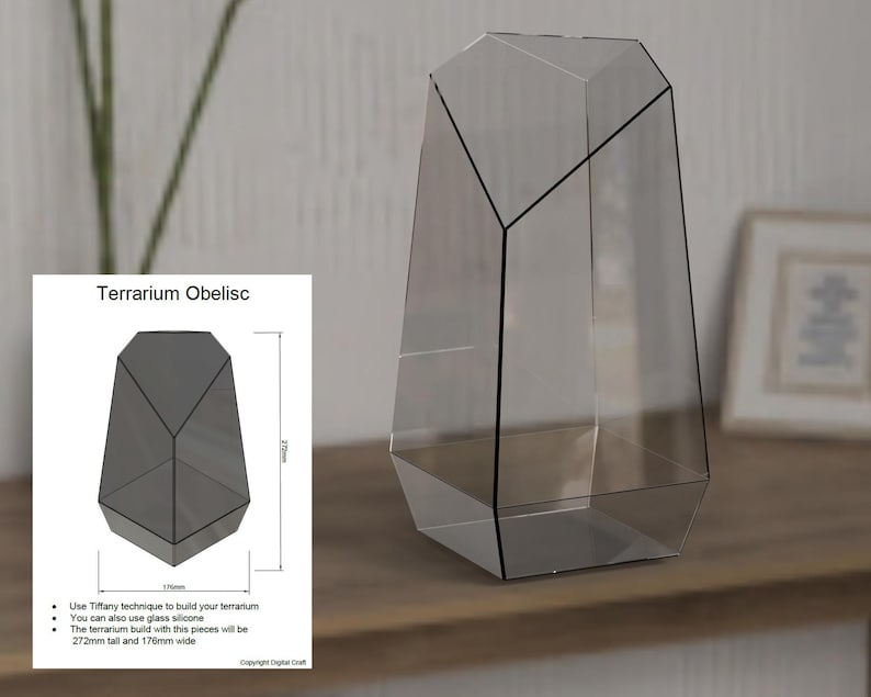 Stained Glass Terrarium Pdf Template. Obelisk Terrarium. - Etsy