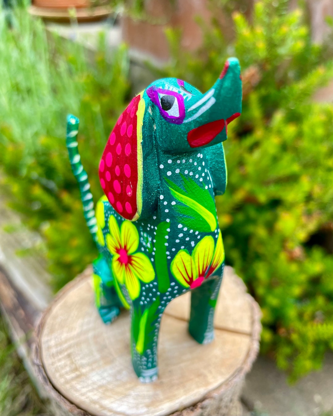 Wooden Dog Hand-painted Wooden Animal From Mexico alebrije: Colourful ...