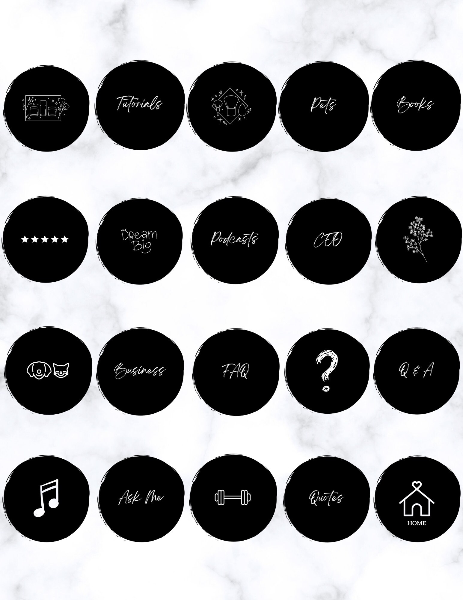Editable Minimalist Black Instagram Highlight Covers, Black and White ...