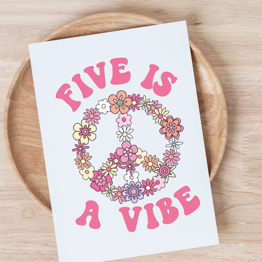 Fifth Bday PNG, Five is A Vibe PNG, Digital Download PNG, 5 Birthday ...