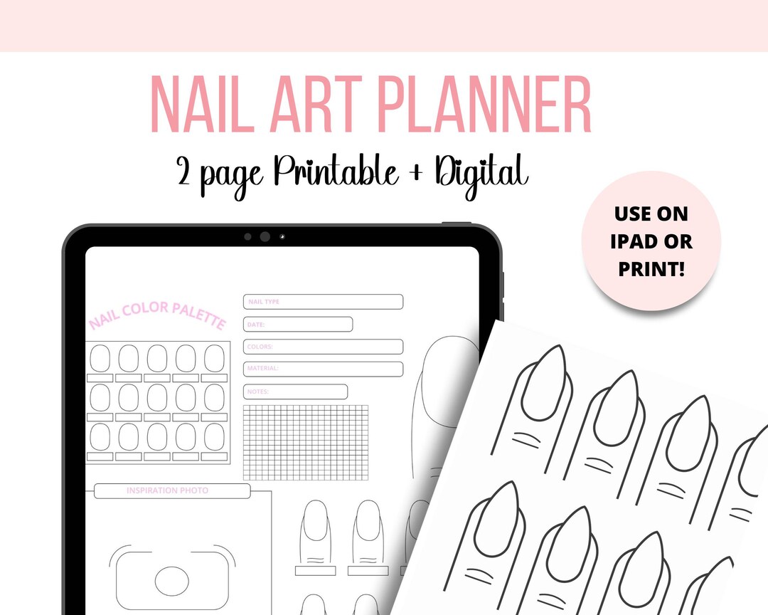 Nail Art Planner Template for Nail Design Planning, Coloring Pages, Gel ...