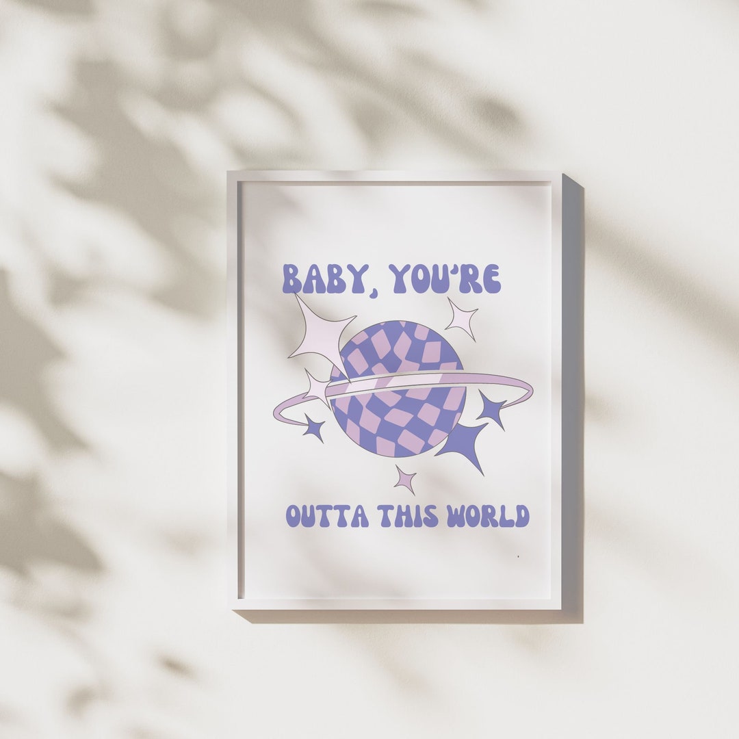 Outta This World Purple Space Planet, Bubble Letter Retro Style File ...