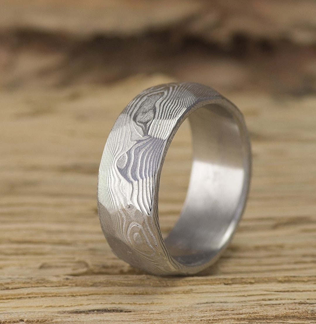 Damascus Ring, Man Ring, Damascus Ring, Masculine Male Ring, Father Dad ...