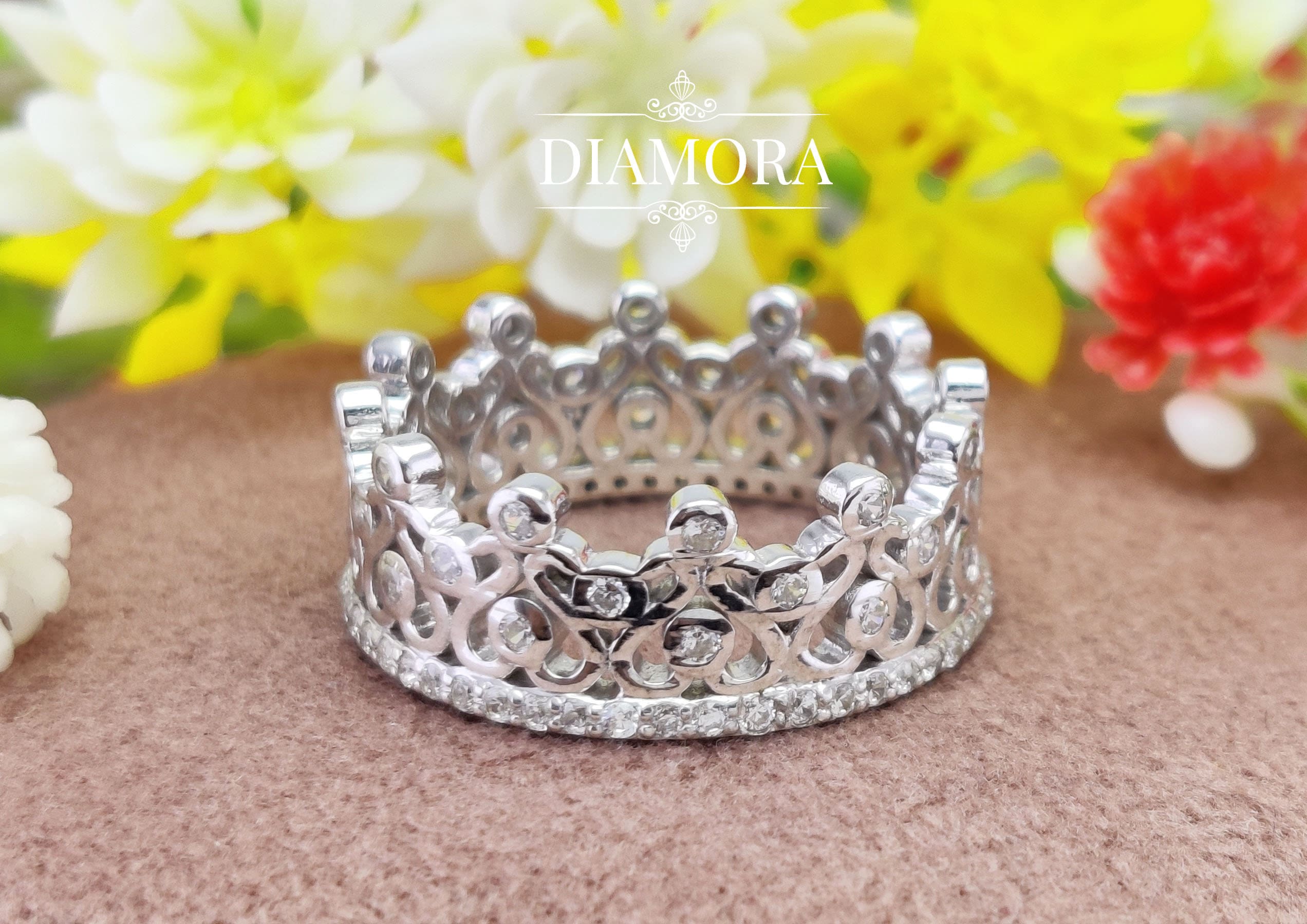 Queen Crown Ring, Princess Crown Full Eternity Band, Round Moissanite ...