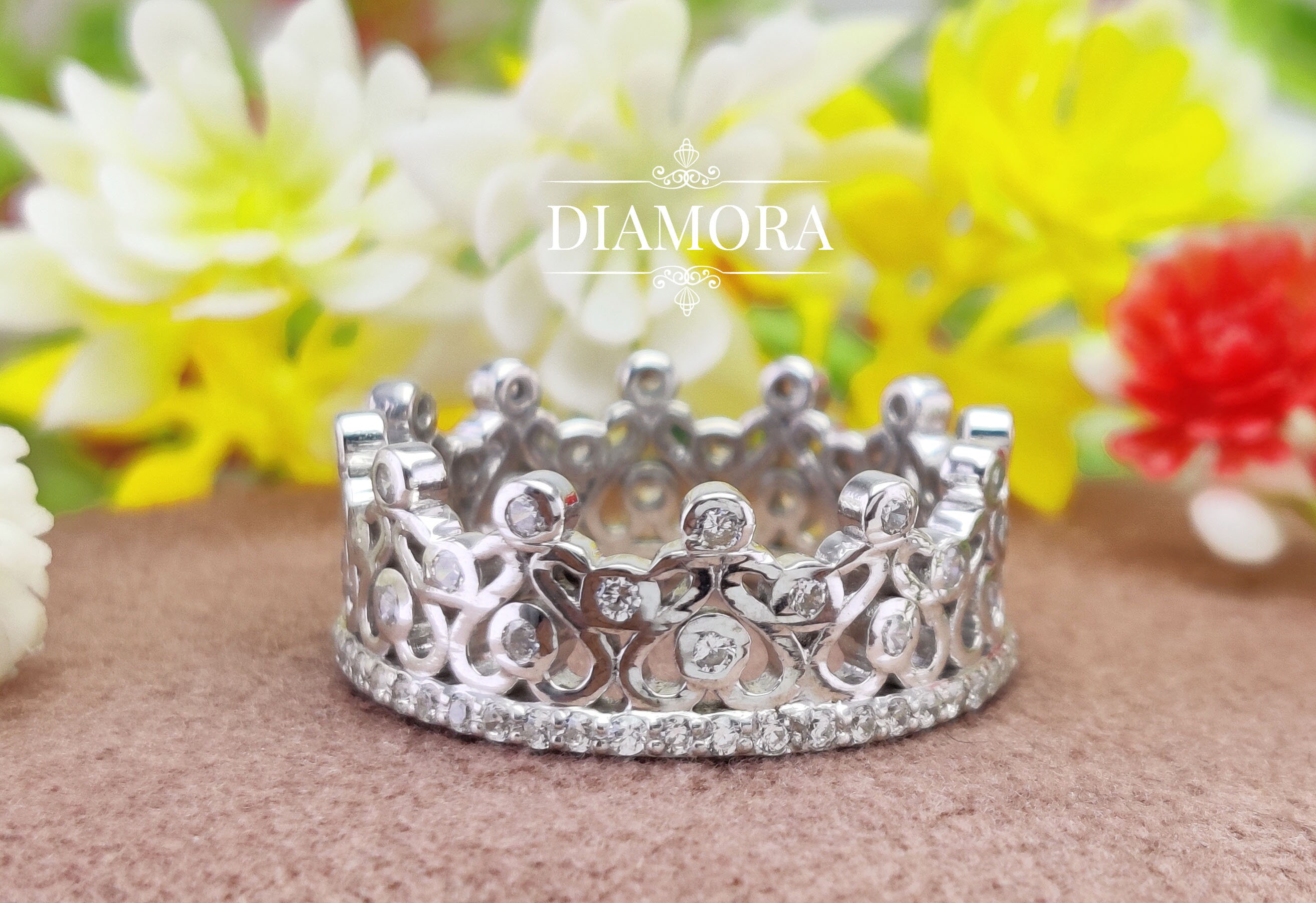Queen Crown Ring, Princess Crown Full Eternity Band, Round Moissanite ...