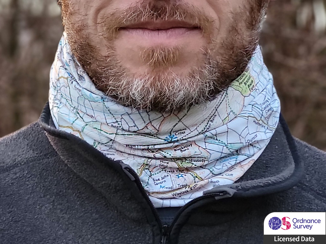 Peak District Map Snood: Castleton Ordnance Survey Neck Gaiter - Etsy