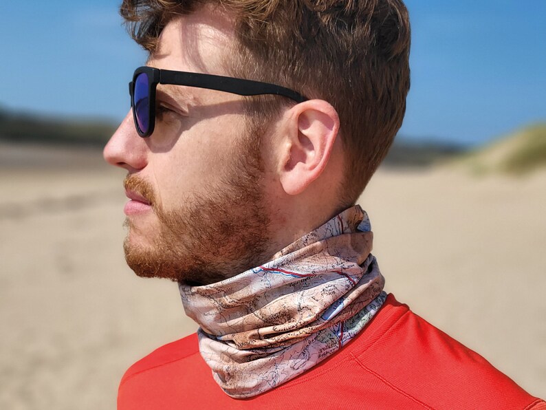 Snowdon Map Snood, Historic, Snowdonia Gift, Buff, Neckwarmer, Face ...