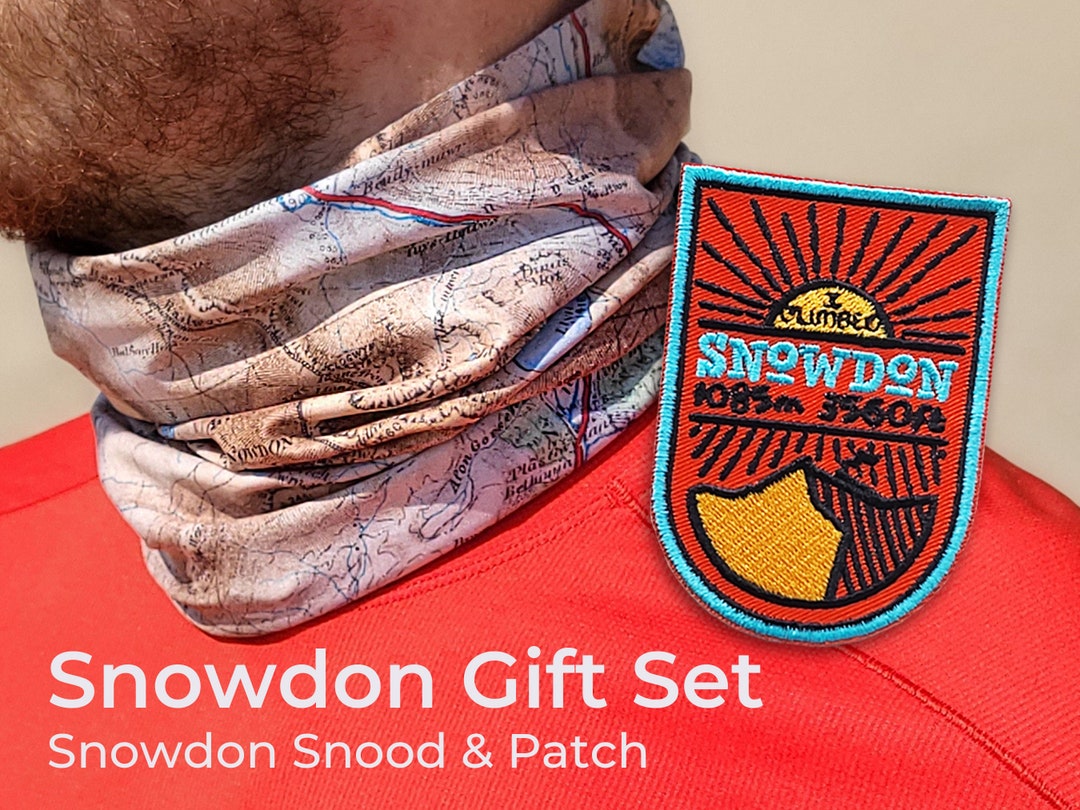 Snowdon Souvenir Set, Map Snood, Patch, Snowdonia Gift, Buff, Hiking ...