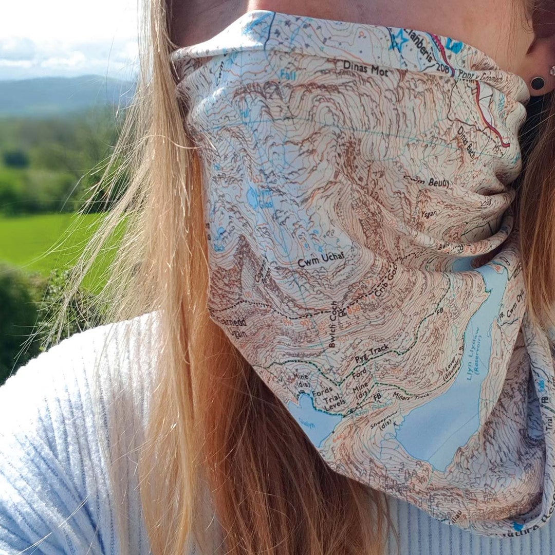 Snowdon OS Map Snood: Snowdonia Neckwarmer Face Mask - Etsy UK