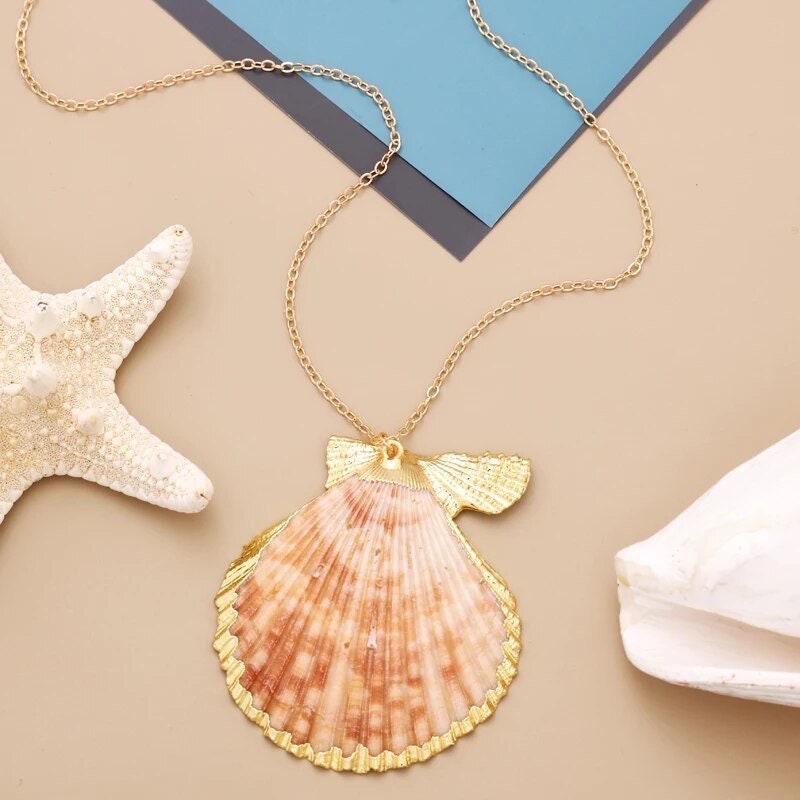 Natural Shell Necklaces Handmade Gold Dipped Shell Jewelry Seashell ...