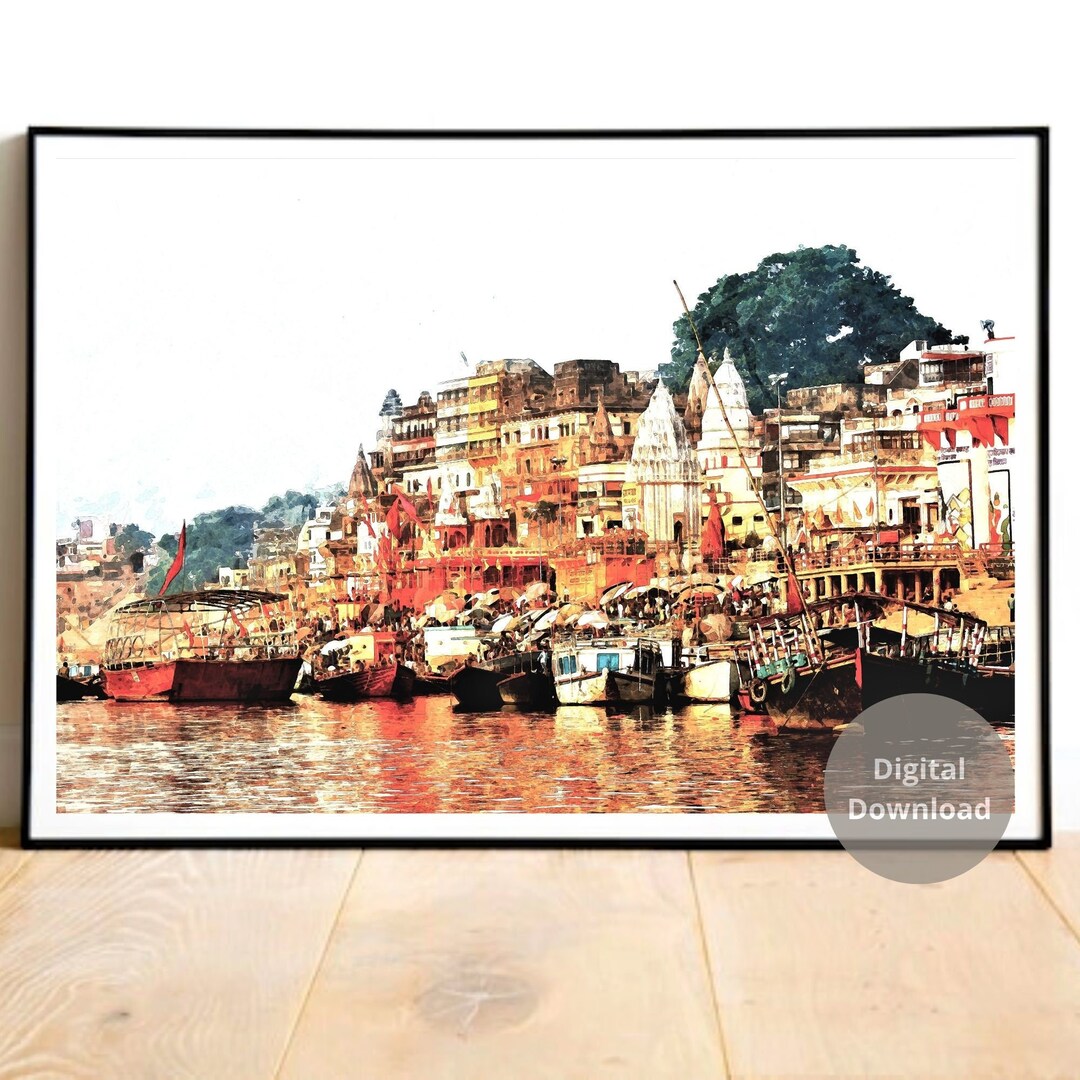 Varanasi, Banaras, Benares, Ganges, Boats Along the River Bank, Sacred ...