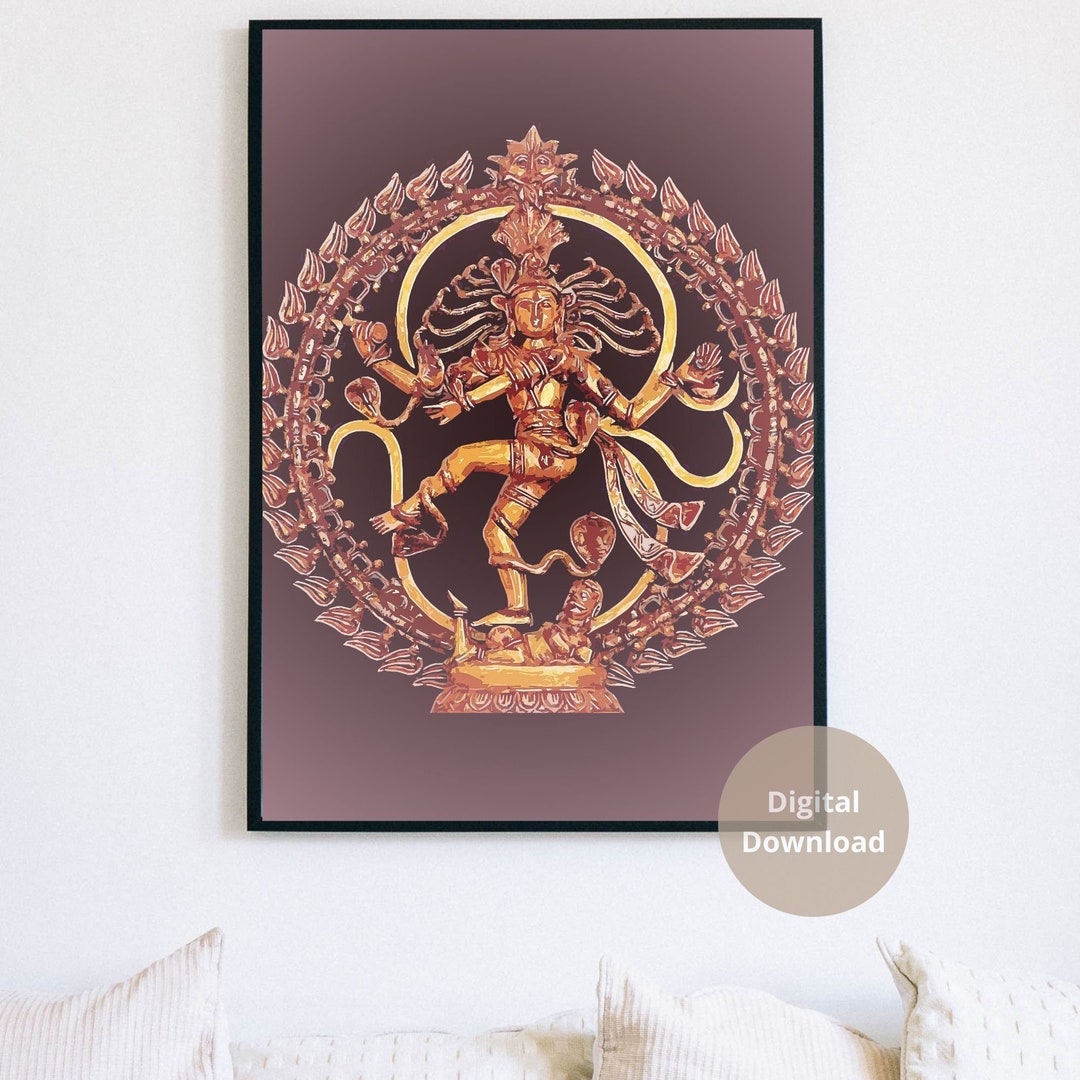 Lord Shiva, Nataraj, Dancing Shiva Art Print, Hindu God, Temple Wall ...