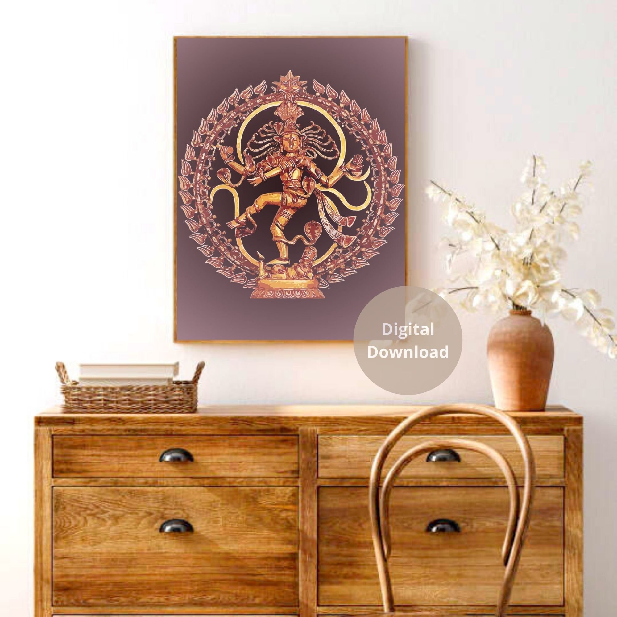 Lord Shiva, Nataraj, Dancing Shiva Art Print, Hindu God, Temple Wall ...