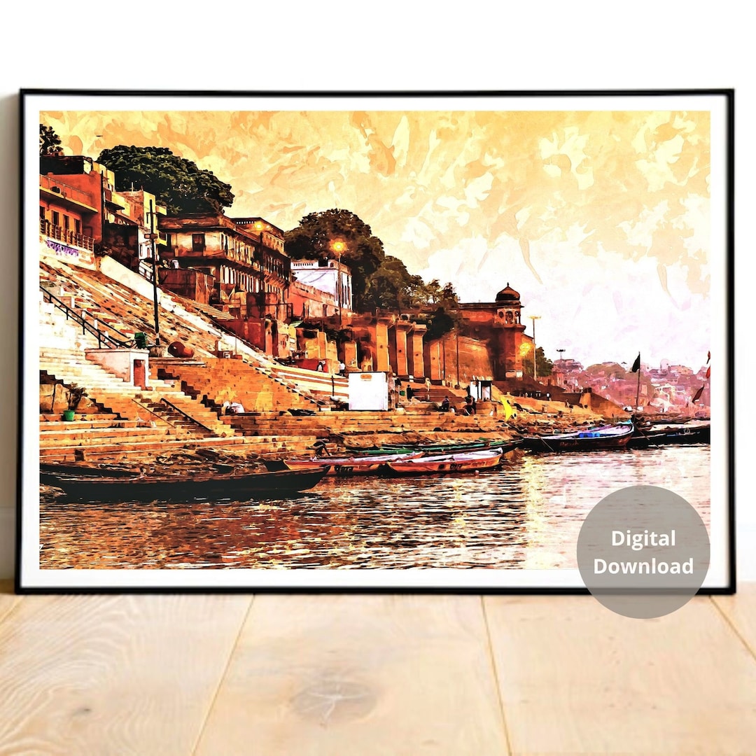 Buy Banaras at the Ganges, Banaras Ghat Instant Download, Living Room ...