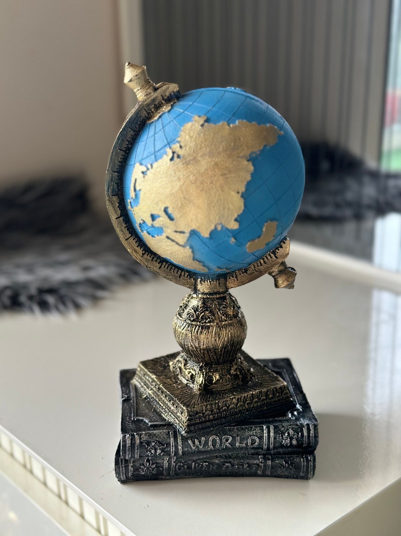 Blue World Map Globe Design, World Map Decor, World Map Object, Luxury ...