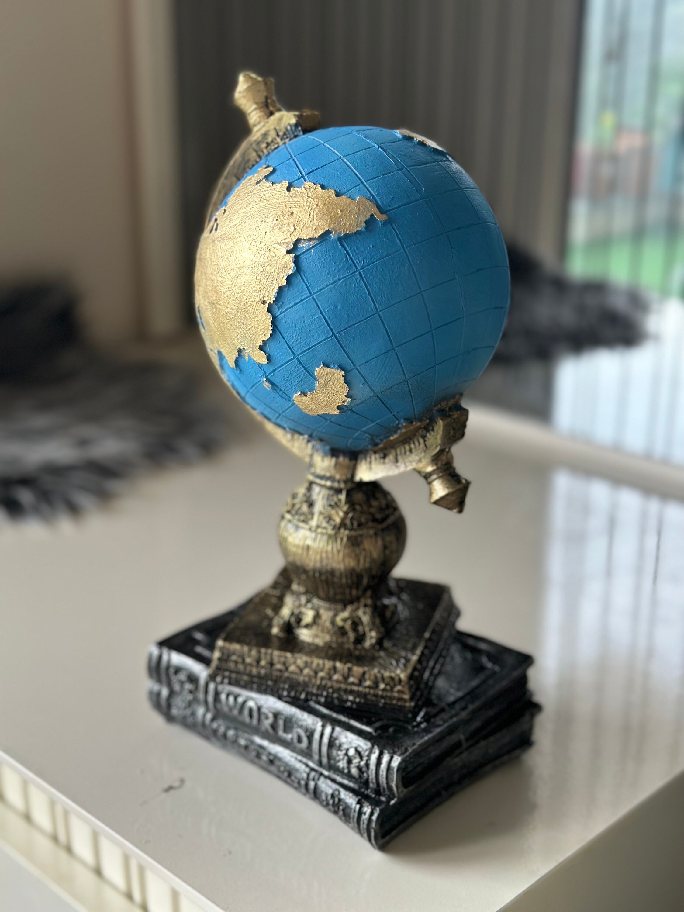 Blue World Map Globe Design, World Map Decor, World Map Object, Luxury ...