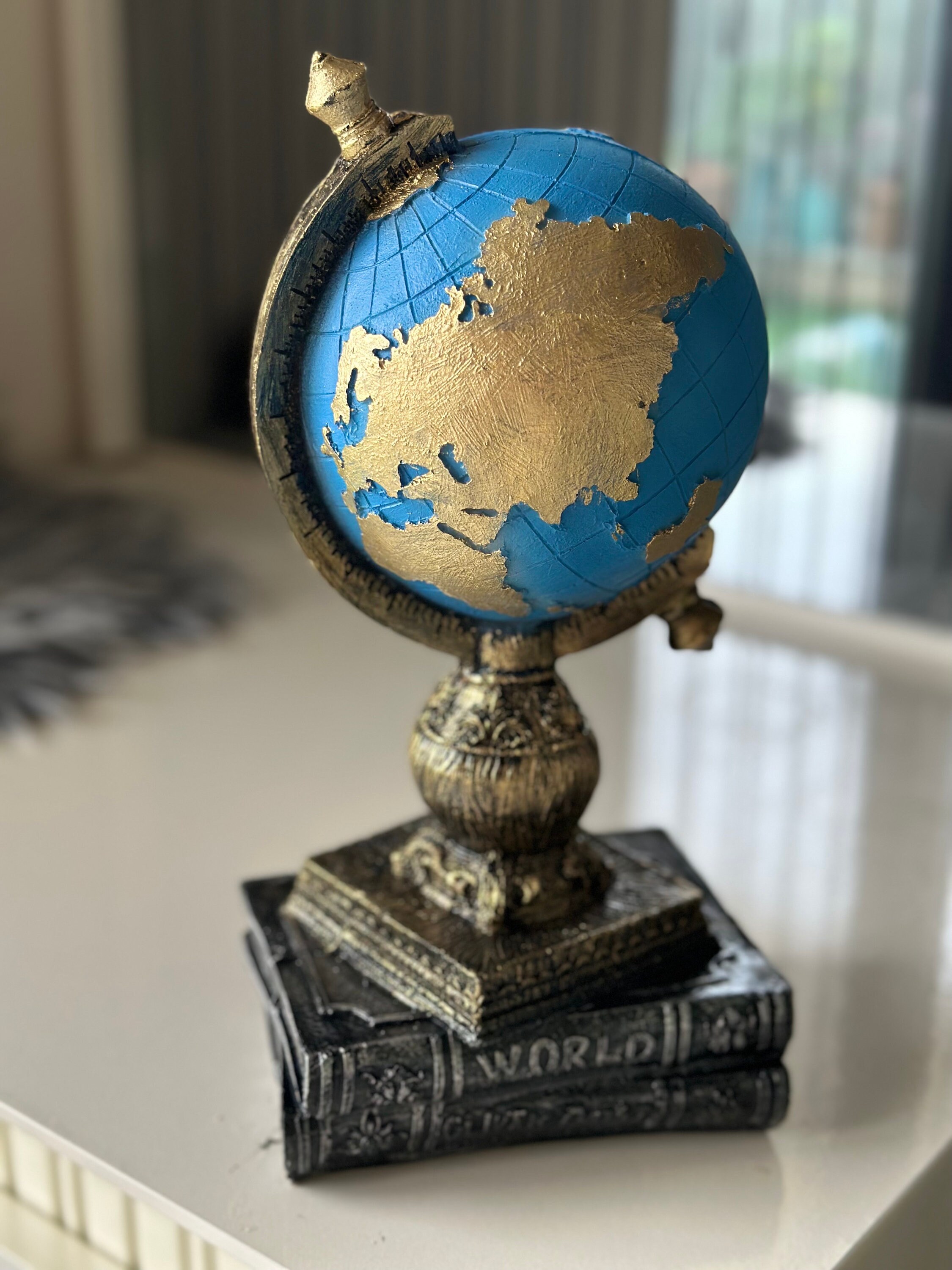 Blue World Map Globe Design, World Map Decor, World Map Object, Luxury ...
