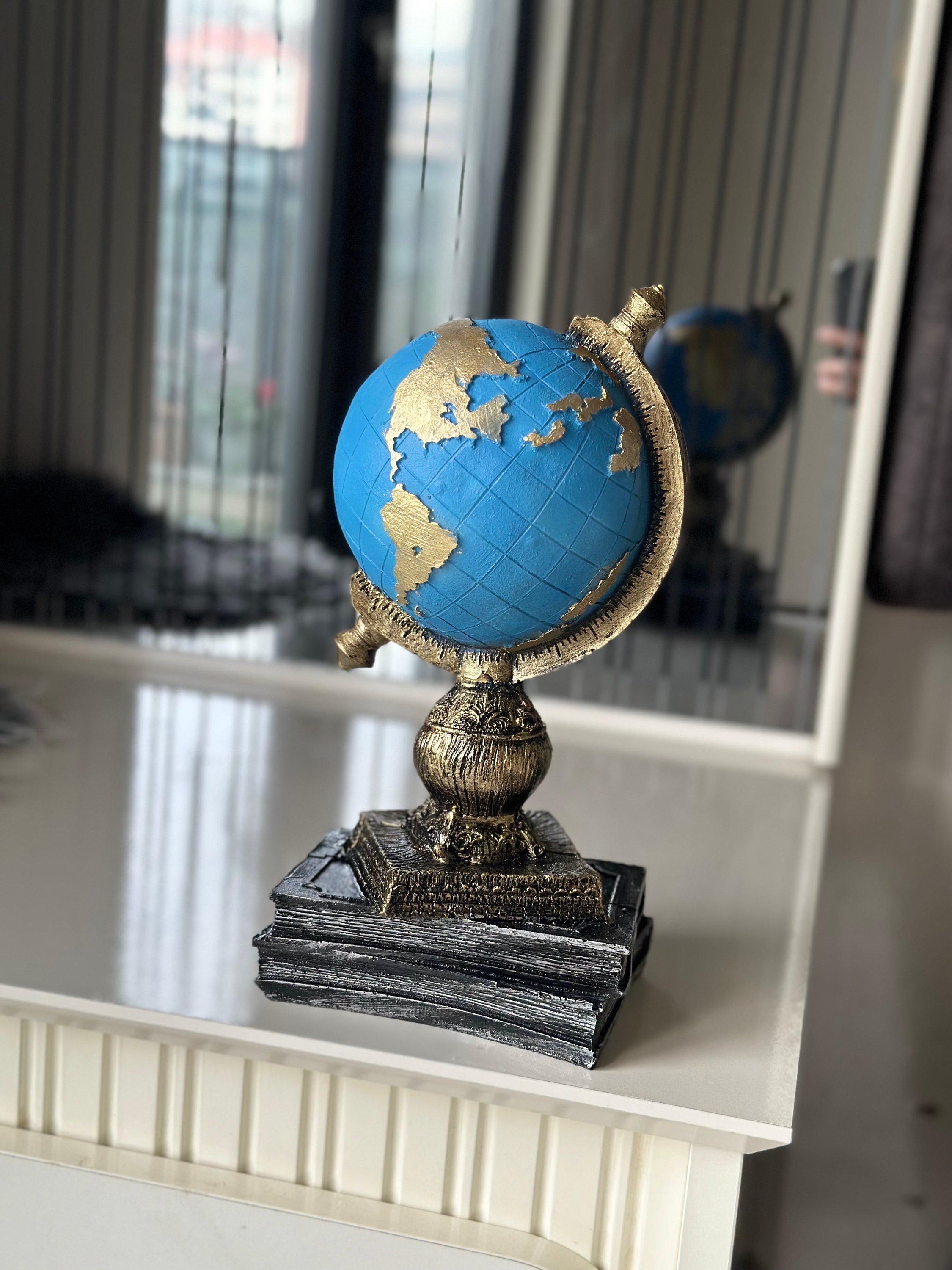 Blue World Map Globe Design, World Map Decor, World Map Object, Luxury ...