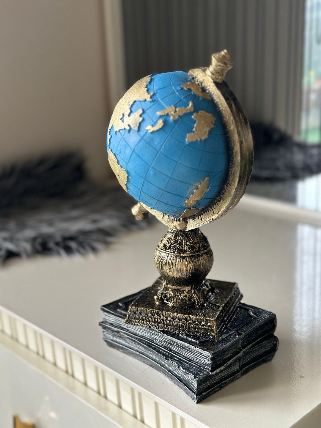 Blue World Map Globe Design, World Map Decor, World Map Object, Luxury ...