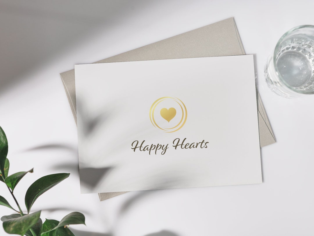 Premade Logo Design Gold Heart & Semi Circle Logo Elegant Logo Design ...