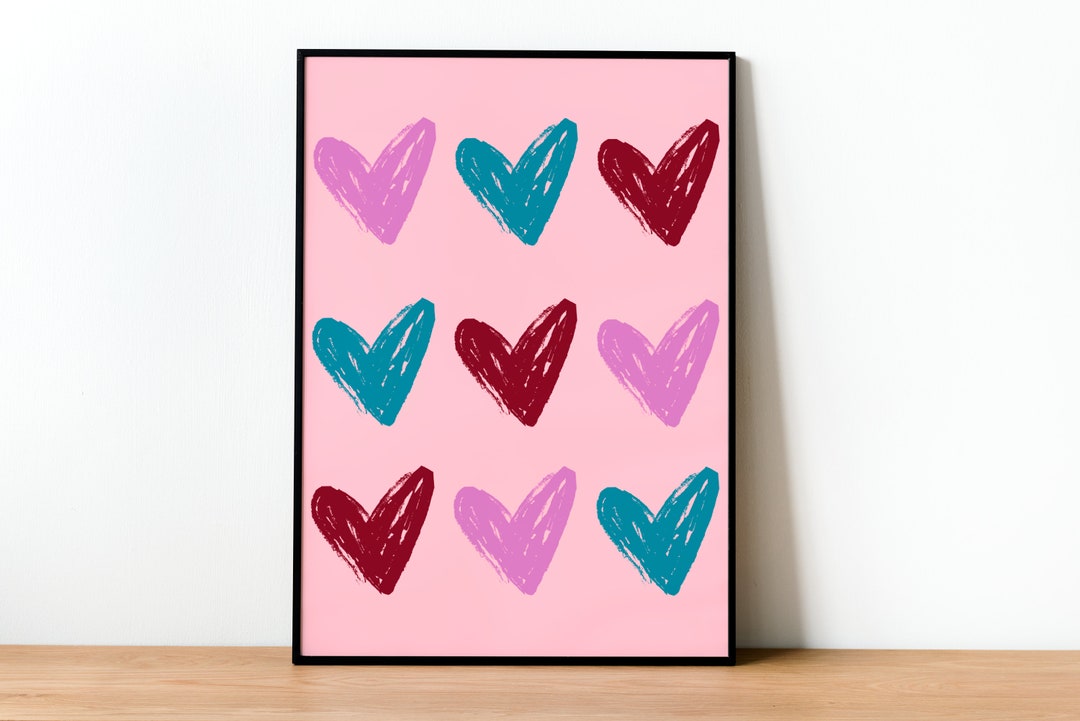 Valentines Day Wall Art Hearts of Love Printable 14th of February Wall ...