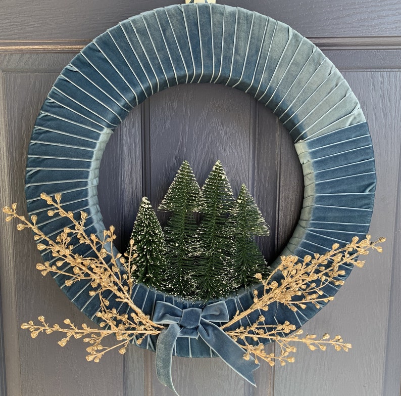Frost-blu Velvet Christmas Wreath - Etsy