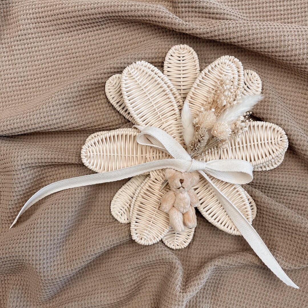 Rattan Wallflower Set, Rattan Nursery Decor, Nursery Wall Decor, Daisy ...