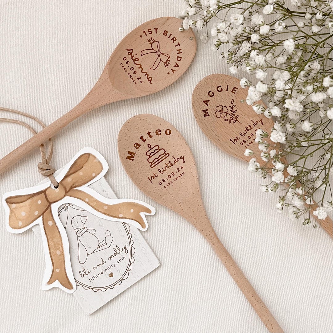 Engraved Wooden Spoon: First Birthday Cake Smash Photo Prop - Etsy