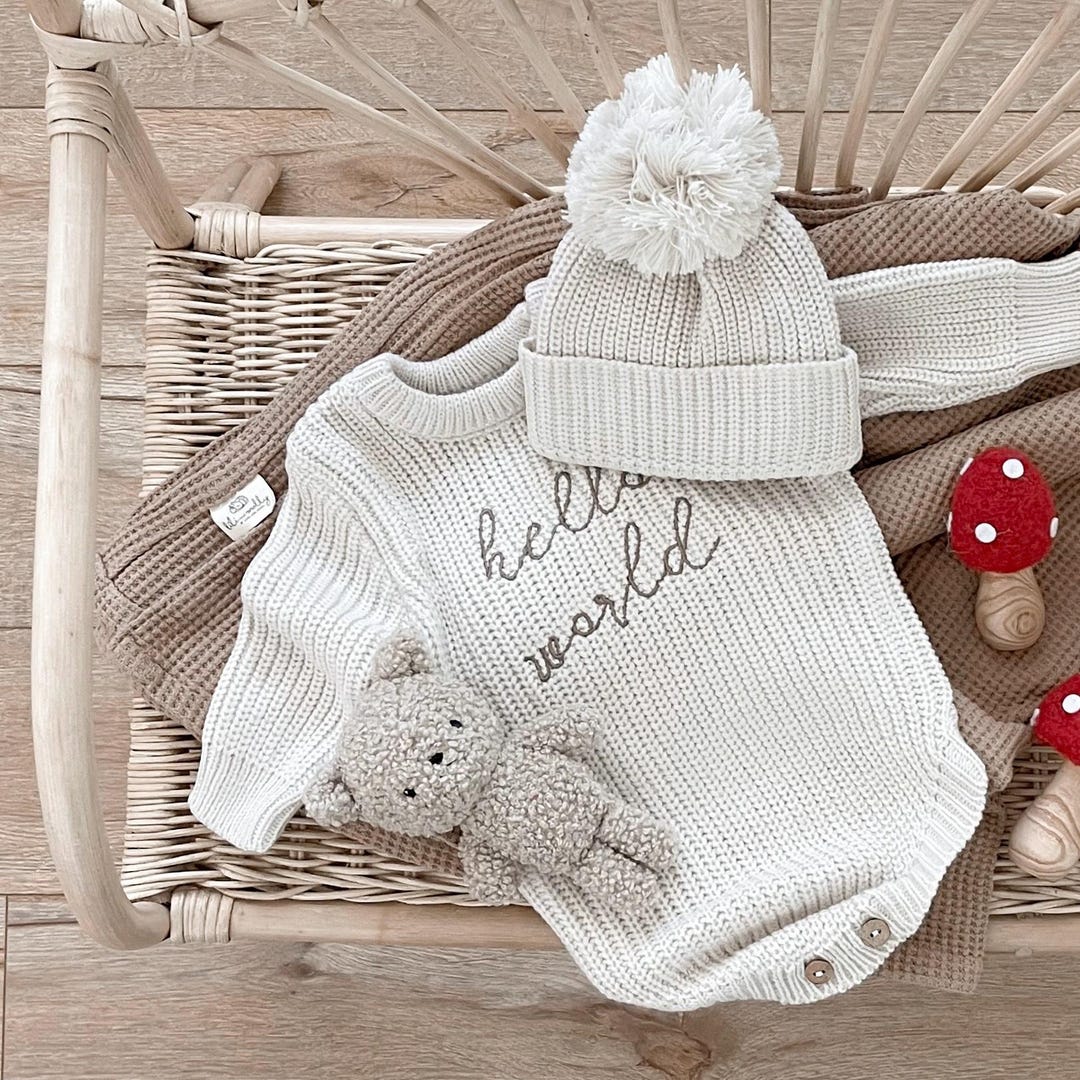 Baby Newborn Knit Set, Newborn Outfit, Neutral Baby Knits, Newborn ...
